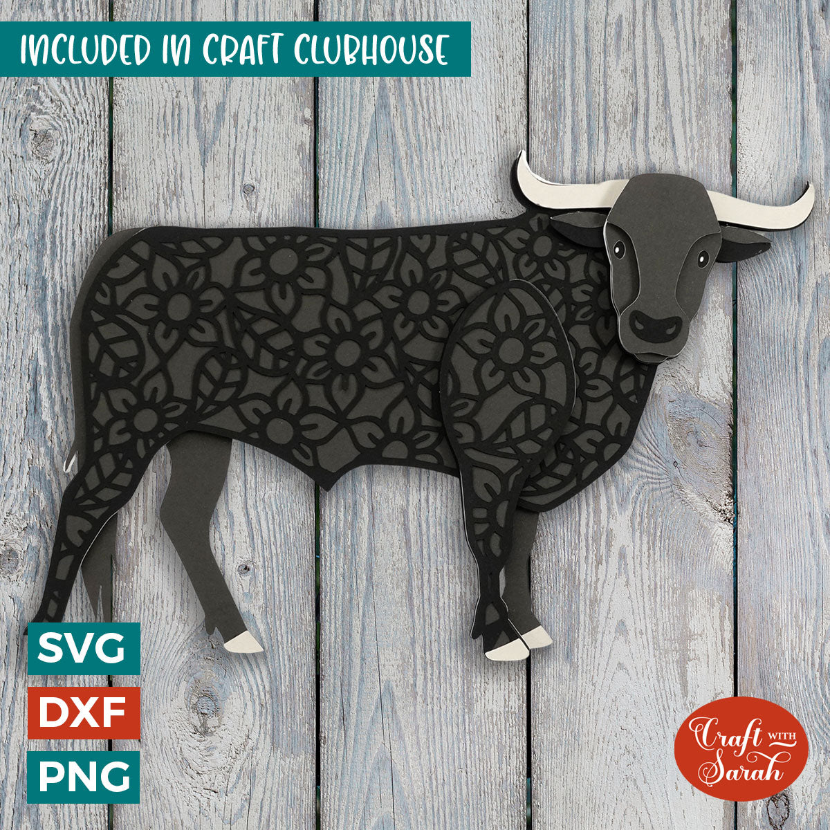 Bull SVG | Layered Bull with Horns Cutting File – Craft with Sarah