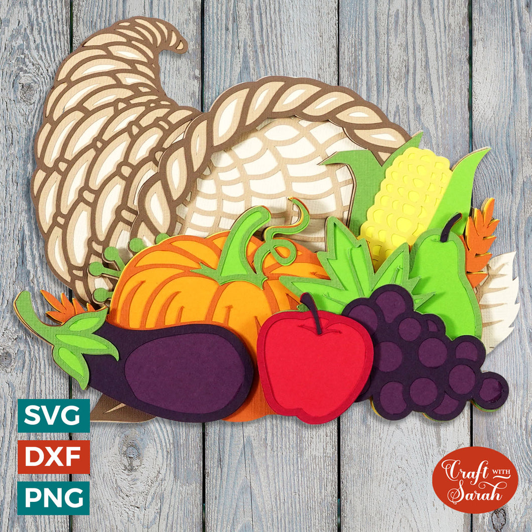 Cornucopia SVG | Layered Horn of Plenty SVG – Craft with Sarah