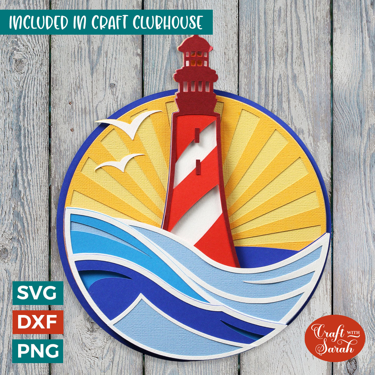 Lighthouse SVG File | Layered Nautical Lighthouse with Waves Cutting F ...