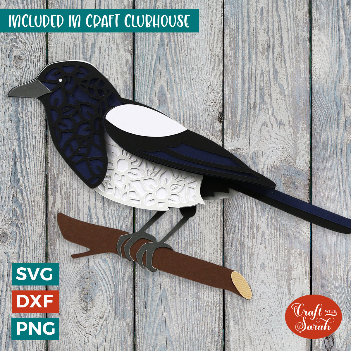 Magpie SVG | Layered Magpie Bird Cutting File – Craft with Sarah