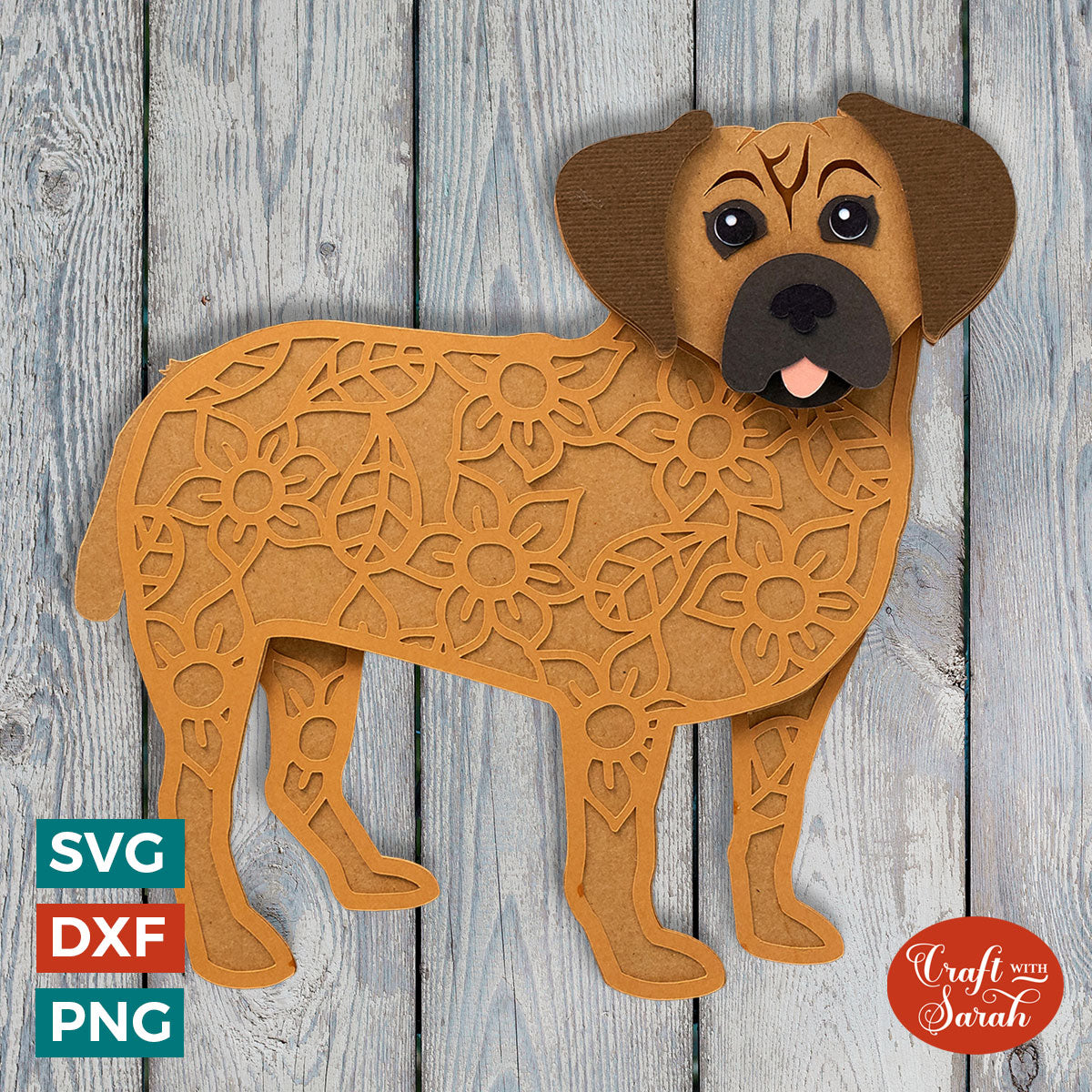 Puggle SVG | Layered Pug x Beagle Dog Cutting File – Craft with Sarah