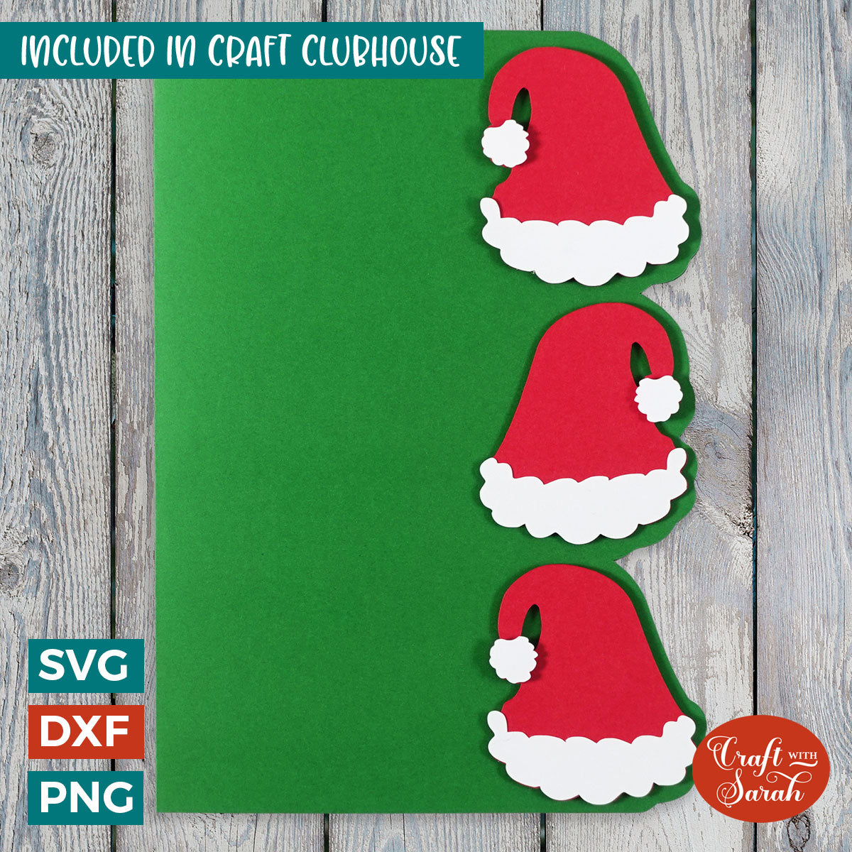 Santa Hat Greetings Card | Christmas Side-Edge Card – Craft with Sarah
